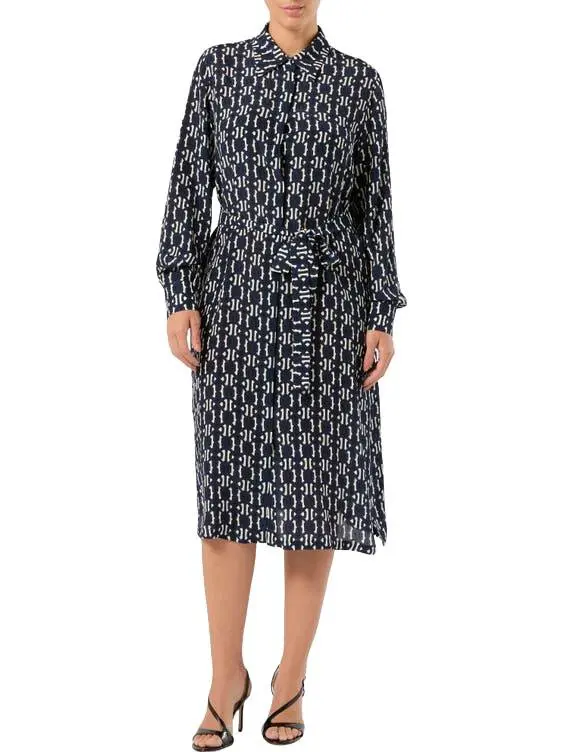 Marina Rinaldi Fatuo Long Sleeve Shirtdress - Midnight Blue