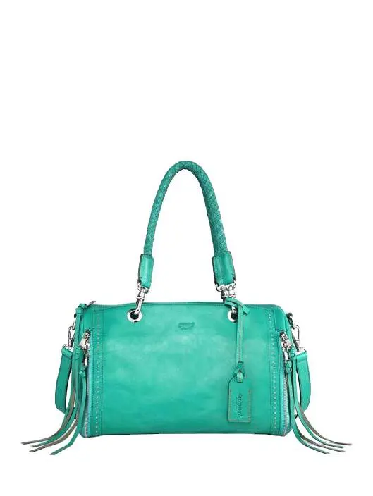 OLD TREND Lily Genuine Leather Classic Heritage Satchel - Aqua
