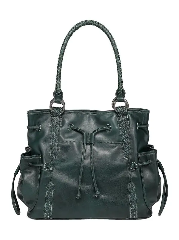 OLD TREND Brassia Genuine Leather Woven Utility Tote - Kale