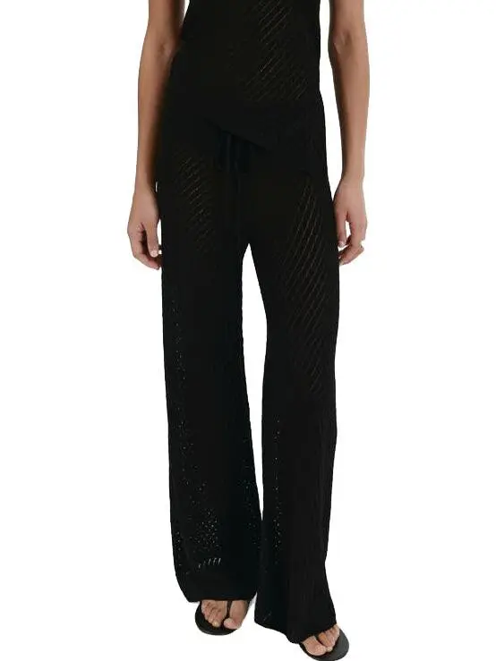 Mango Straight Leg Knit Pants - Black