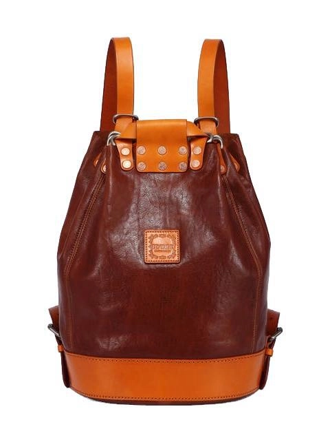 OLD TREND Canna Genuine Leather Convertible Bucket Backpack - Brown