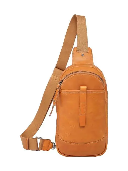 OLD TREND Fern Genuine Leather Compact Crossbody Sling Bag - Chestnut