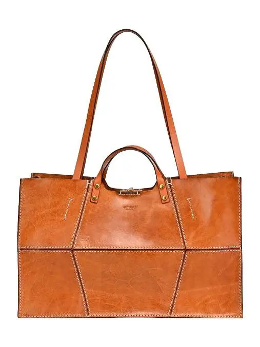 OLD TREND Rosa Genuine Leather Spacious Carryall Tote - Caramel