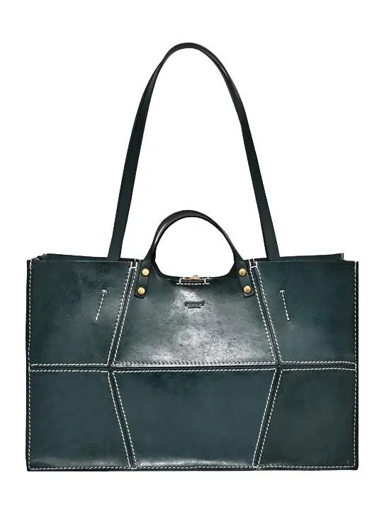 OLD TREND Rosa Genuine Leather Spacious Carryall Tote - Teal