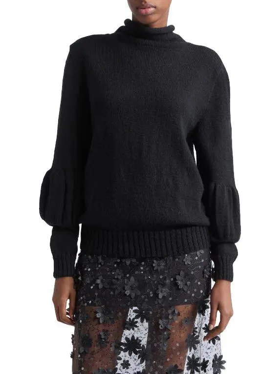 KUR Hand Knitted Norwegian Wool Turtleneck Sweater - Black