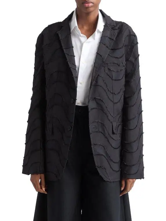 KUR Single Breasted Jacquard Tailcoat Jacket - Black