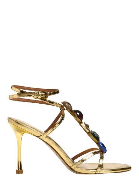 Kurt Geiger Loulou Embellished Metallic Leather Sandal - Gold