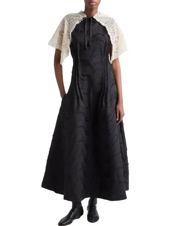 KUR Sleeveless Maxi Dress With Removable Lace Collar - Black