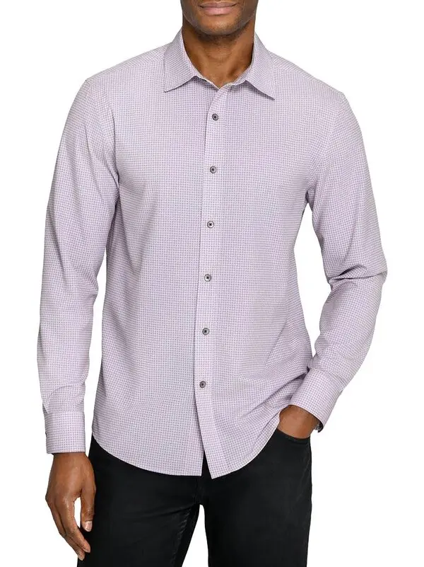 W.R.K Circle Geo Performance Long Sleeve Button Up Shirt - Pink