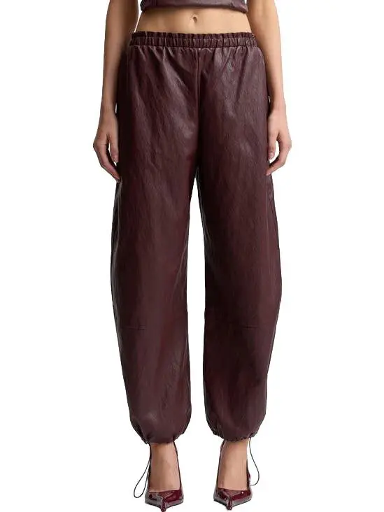 Avec Les Filles Elastic Waist Faux Leather Balloon Pants - Bordeaux