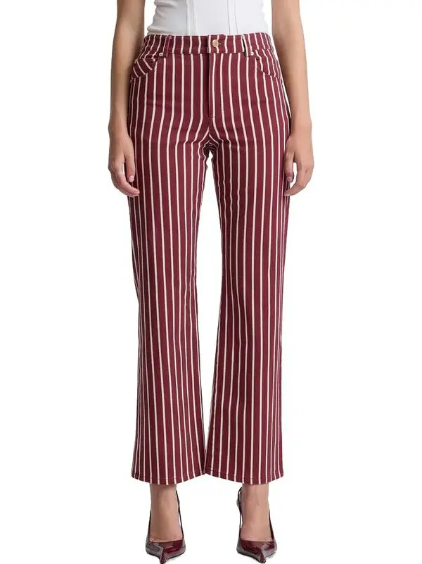 Avec Les Filles Striped High Waist Bootcut Jeans - Cabernet Stripe