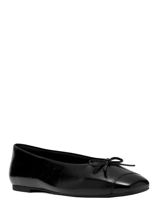 Clarks Befana Bow Leather Flat - Black Leather