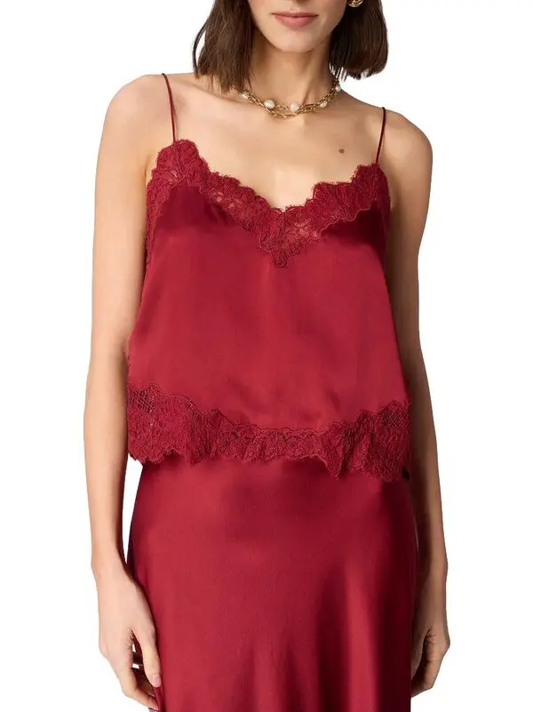 Cami Nyc Malena Lace Trim Silk Camisole - Compote
