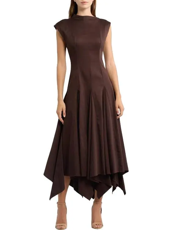 Black Halo Eloidie Asymmetric Maxi Dress - Sable