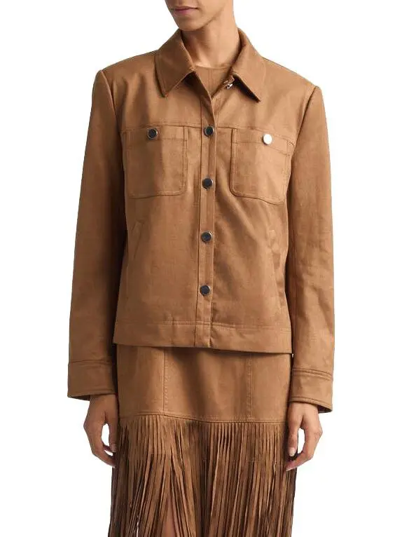 TOCCIN Isalya Faux Suede Button Front Jacket - Cedar