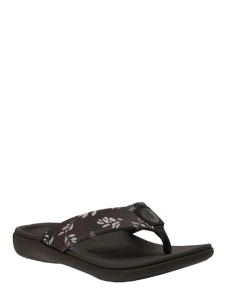REVITALIGN Dahlia Botanical Orthotic Flip Flop - Black