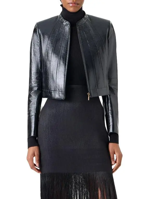 Akris Patent Leather Cropped Jacket - Black