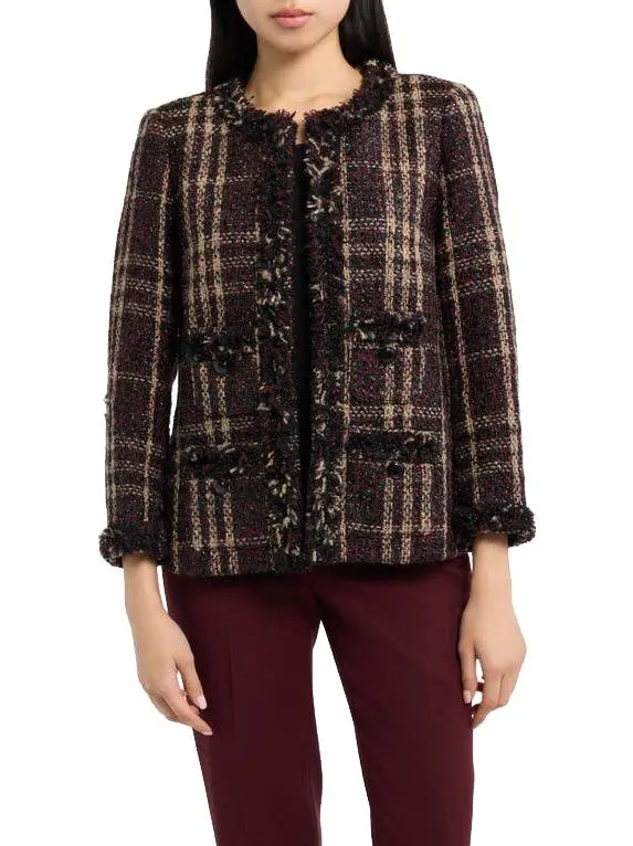 Anne Klein Metallic Tweed Jacket - Barolo Multi