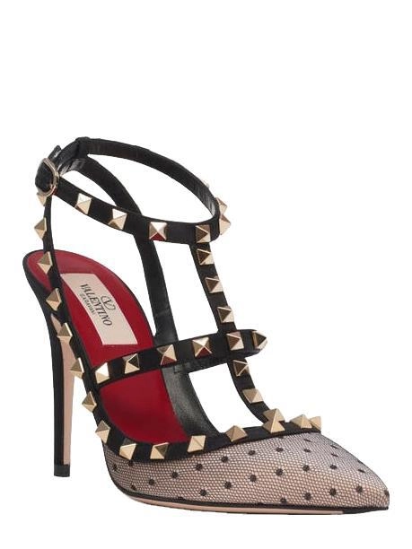 Valentino Garavani Rockstud Tulle Mesh Pump - Beige/black