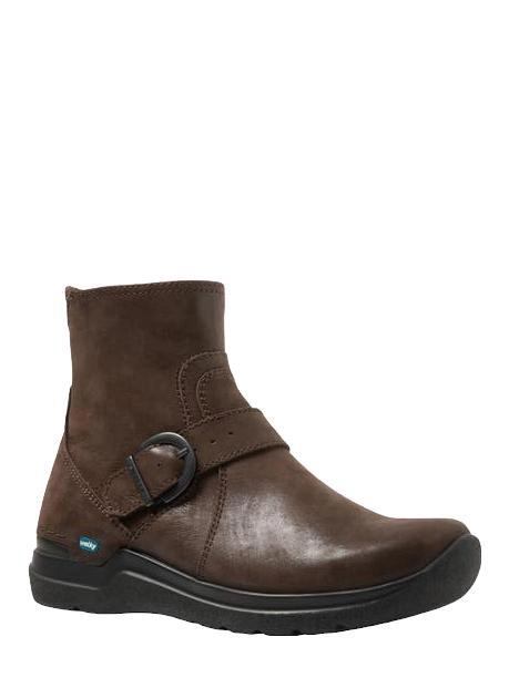 WOLKY Buckled Leather Ankle Boots With Side Zip - Brown