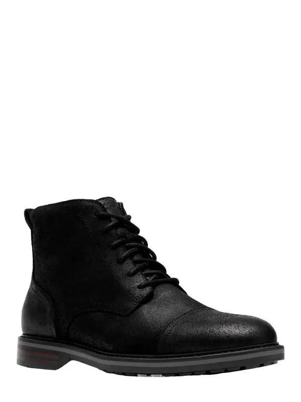 Clarks Aldwin Leather Cap Toe Boot - Black Suede
