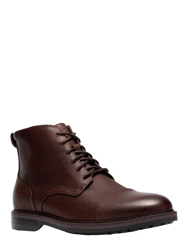 Clarks Aldwin Leather Cap Toe Boot - Brown Leather