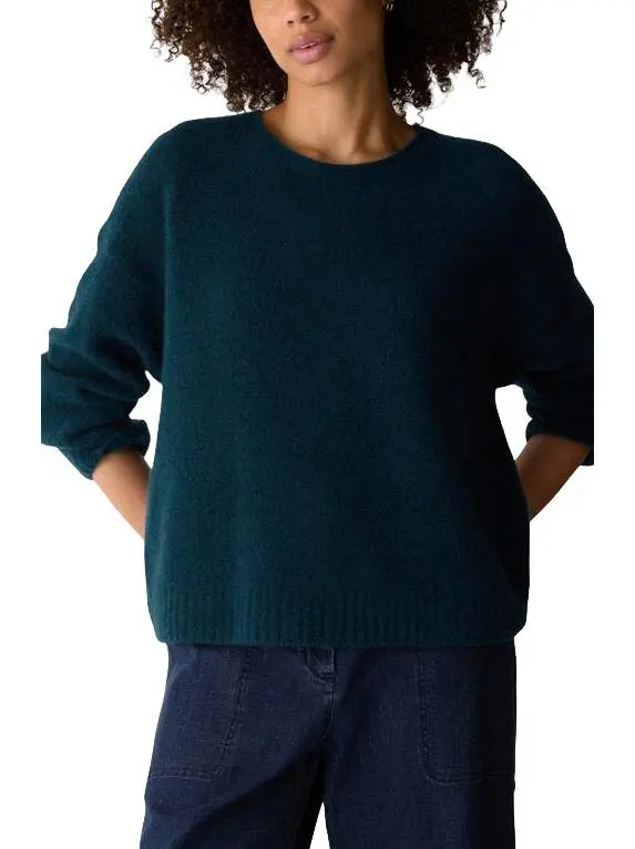 Eileen Fisher Cashmere Blend Crewneck Sweater With Silk - Sailor Blue