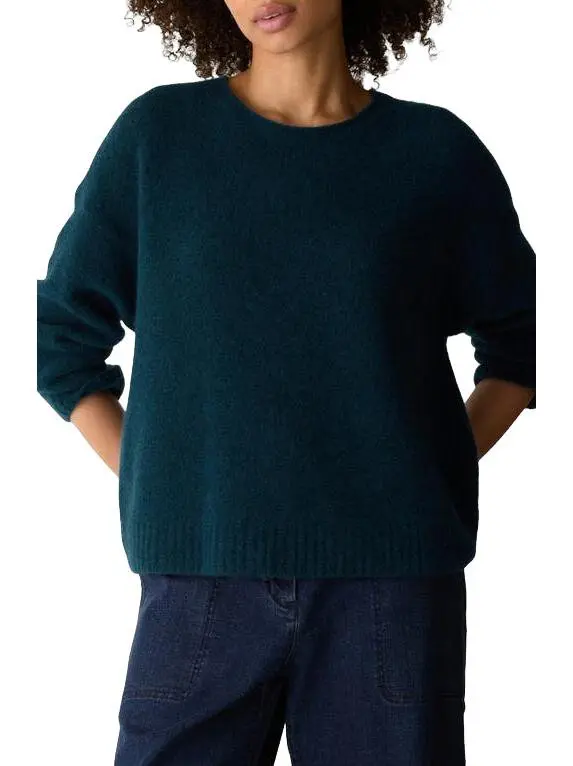 Eileen Fisher Cashmere Blend Crewneck Sweater With Silk - Sailor Blue