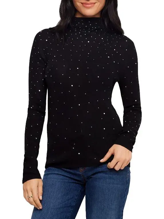 Karen Kane Rhinestone Mock Neck Sweater - Black
