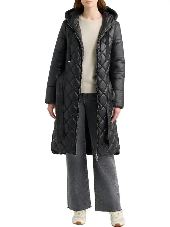 Love Token Malik Quilted Puffer Coat - Black