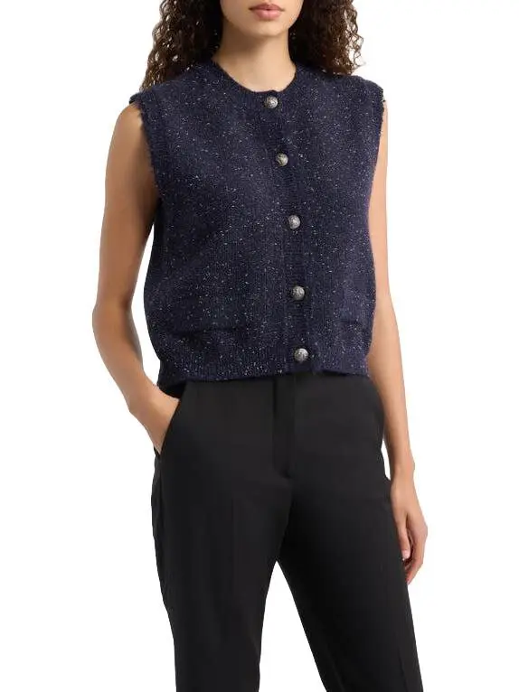 Kobi Halperin Lilah Metallic Sweater Vest - Navy