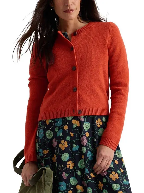 SEASALT CORNWALL Merino Wool Tern Tide Cardigan - Cinnamon