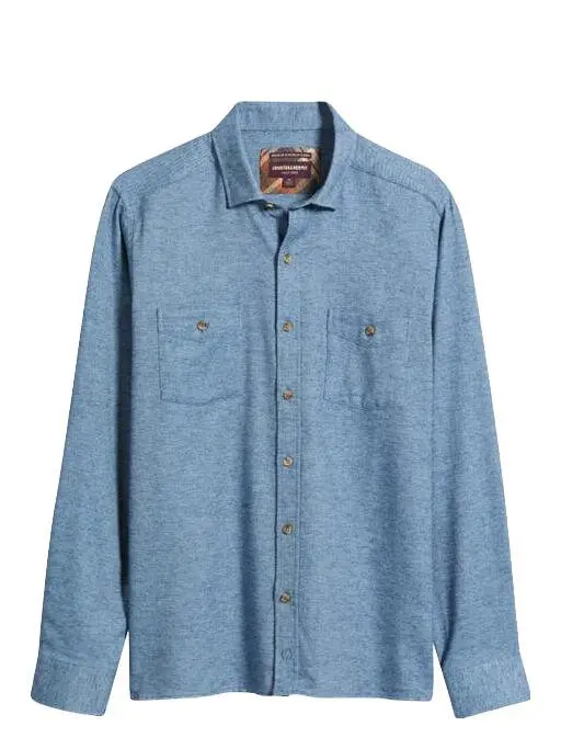 Johnston & Murphy Heathered Cotton Button-up Shirt - Blue