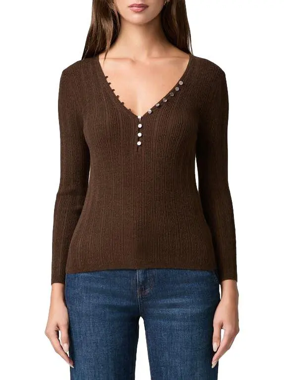 Paige Ginnette Button Rib Sweater - Hickory
