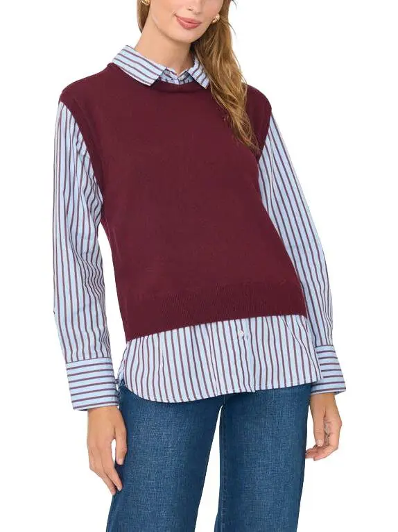Vince Camuto Crewneck Sweater Vest Two-fer - Winetasting