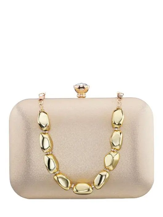 Nina Kaela Frame Clutch - Gold