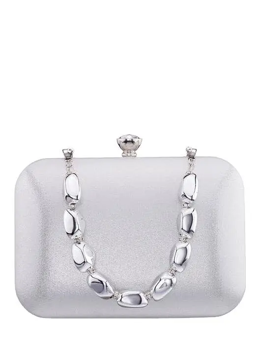 Nina Kaela Frame Clutch - Silver