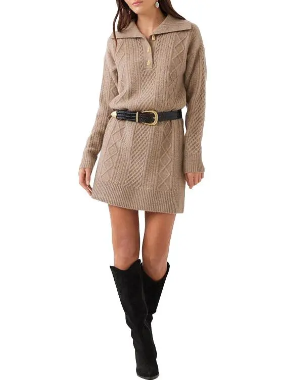 Karen Kane Cable Knit Sweater Dress - Wheat