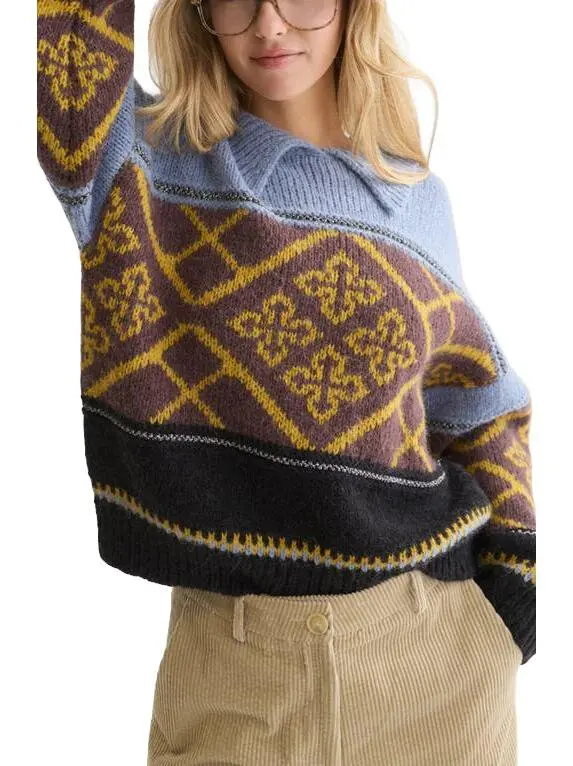 Scotch & Soda Fair Isle Boxy Fit Sweater - Shale