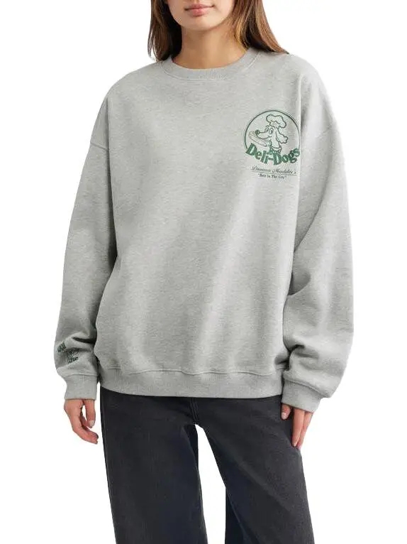 DAMSON MADDER Deli Dog Graphic Sweatshirt - Grey
