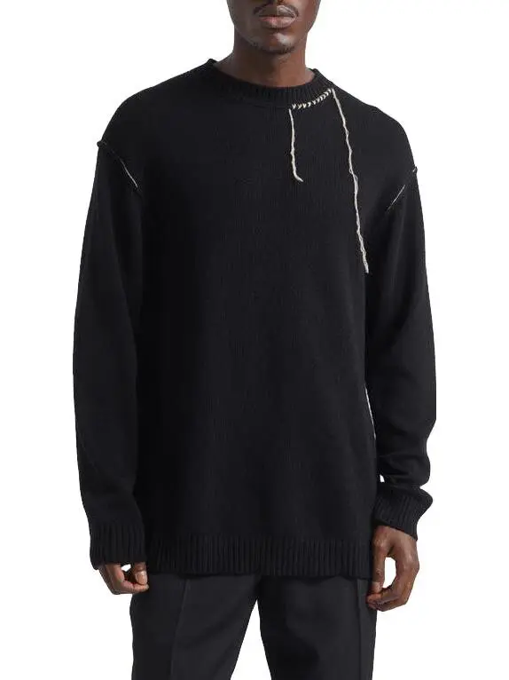 Yohji Yamamoto Embroidered Wool & Cotton Sweater - Black
