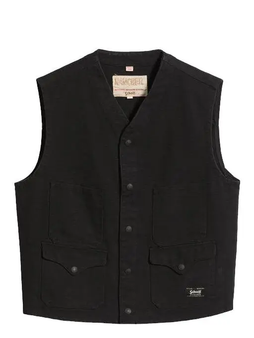 SCHOTT Cotton Canvas Utility Vest - Black