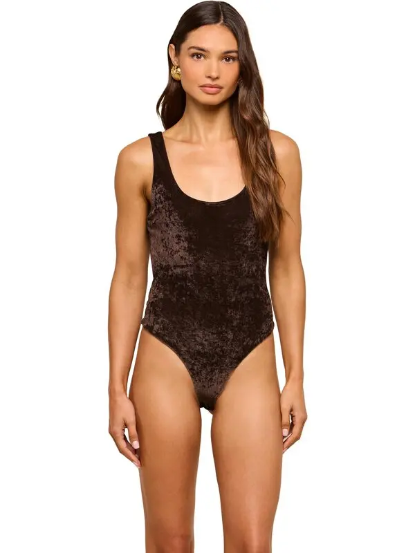 L'Agence Kalea Velvet Bodysuit - Dark Java