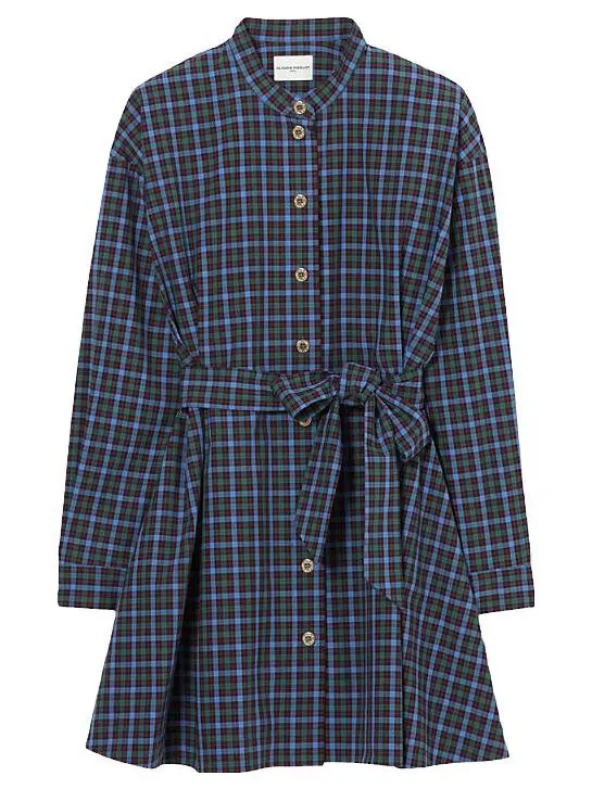 Claudie Pierlot Checked Tie-waist Cotton Mini Dress - Multicolored