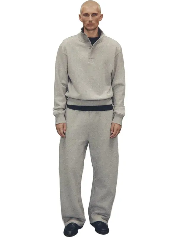 ENTIRE STUDIOS 3/4 Front Button Closure Sweatshirt With Ribbed Hems - Grigio