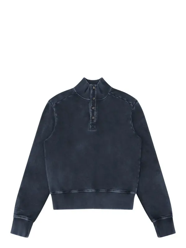 ENTIRE STUDIOS Cotton Sweater With 3/4 Front Button Closure And Ribbed Hems - Blu