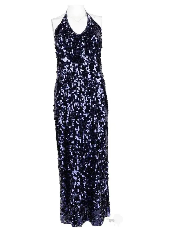 Oseree Sequin Halterneck Maxi Dress - Blue