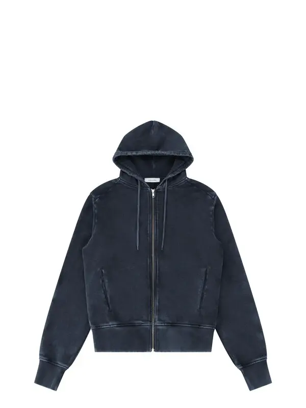 ENTIRE STUDIOS Front-zip Cotton Hoodie With Drawstring Hood And Ribbed Cuffs - Blu