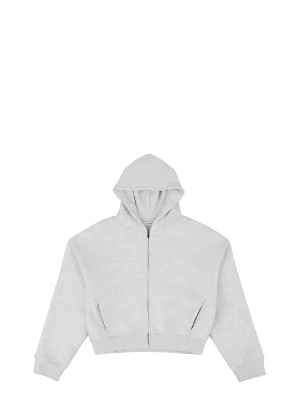 ENTIRE STUDIOS Front-zip Hooded Cotton Sweatshirt With Ribbed Trim - Grigio