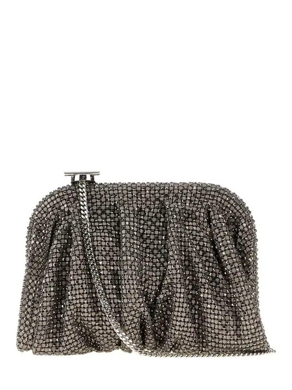 Benedetta Bruzziches Petite Venus Rhinestone Knit Clutch - Grey